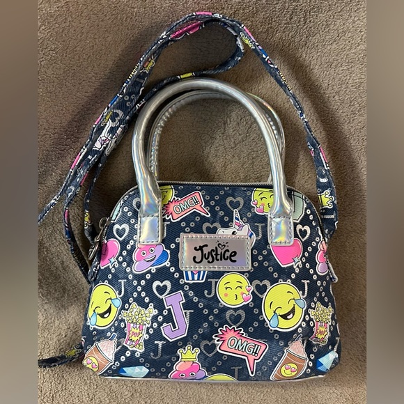 Justice | Accessories | Justice Girls Denim Emoji Holographic Crossbody ...